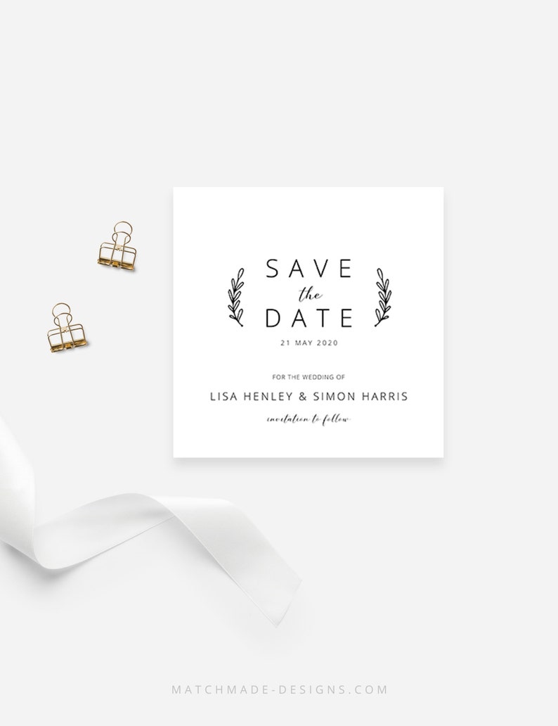 Modern Save The Date Printable Template Minimalist Save The Date Card