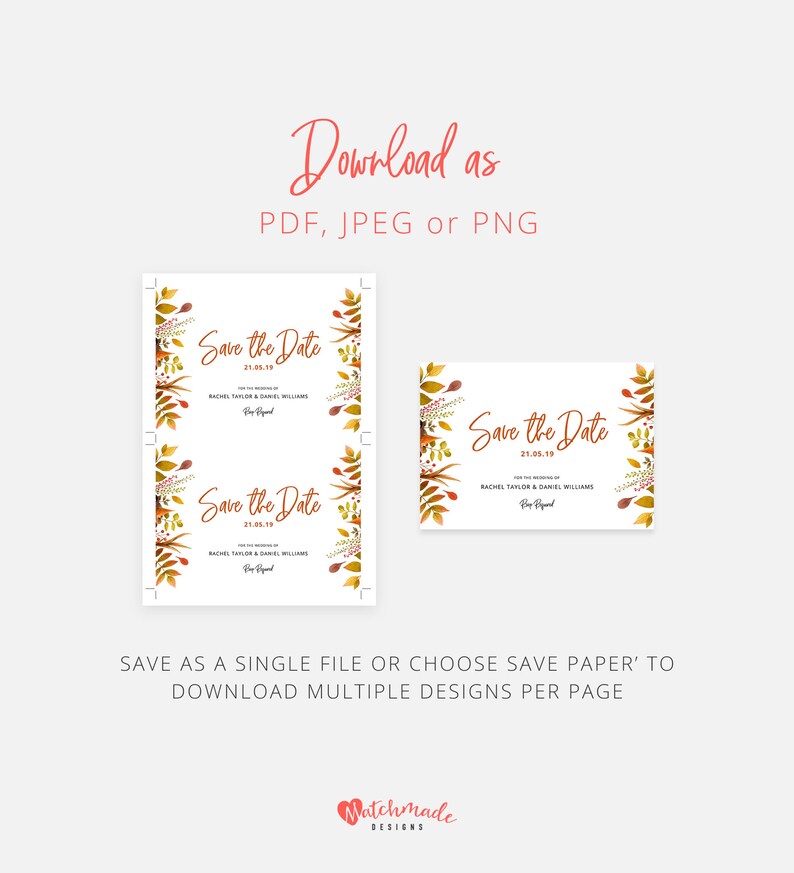 Fall Save the Date Printable Template Fall Leaves Save Our - Etsy UK