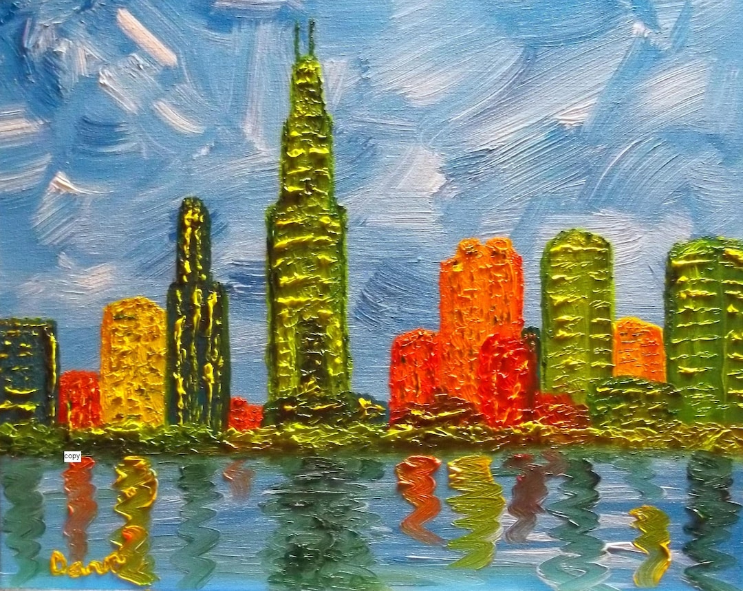 Art Print of Oil Painting by Dave. Chicago Cityscape Windy City ...