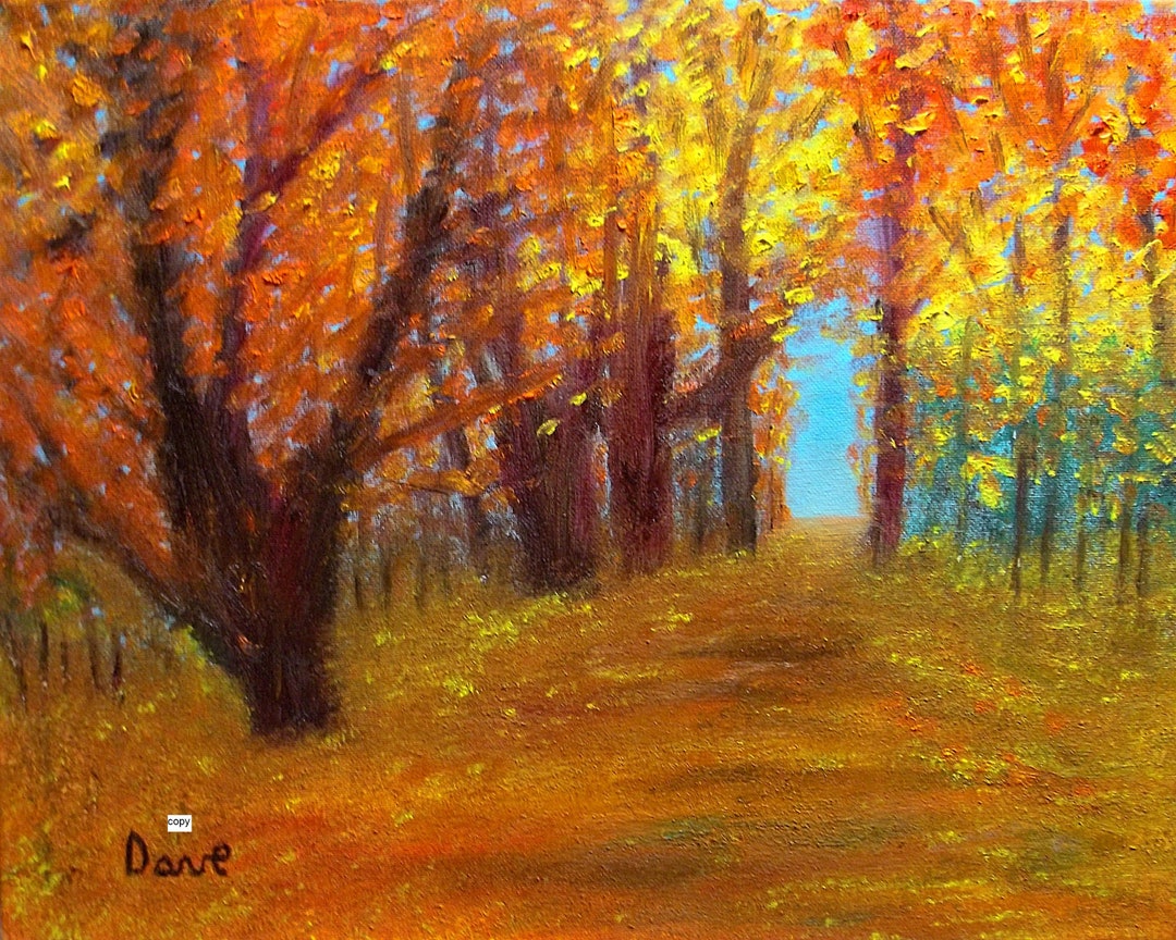 Art Print of Oil Painting by Dave Landscape Nature Autumn Fall Leaves ...