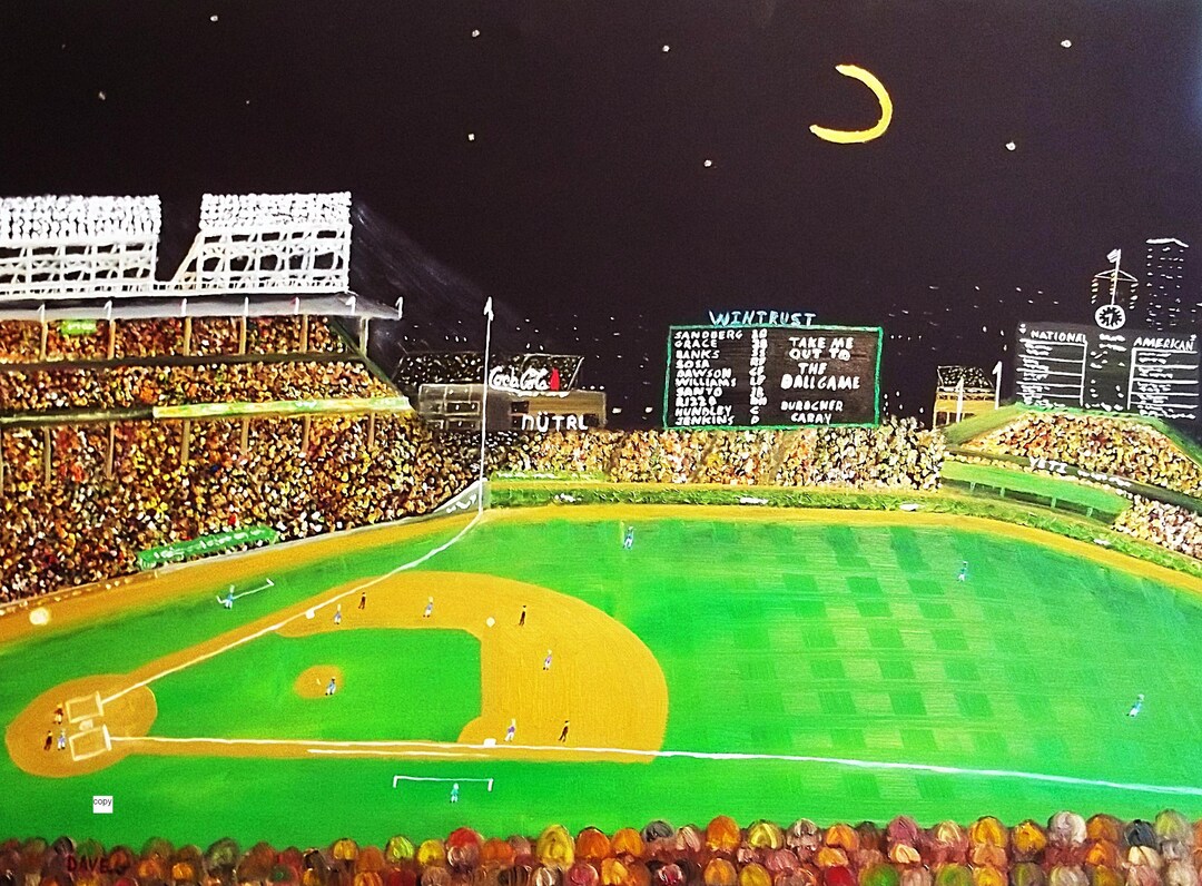 Art Print of Oil Painting by Dave Wrigley Field Nocturne Chicago Cubs ...
