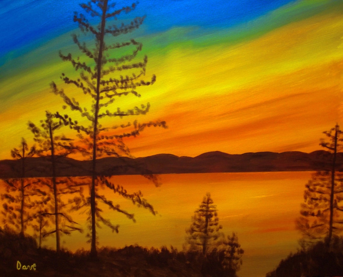 Art Print of Acrylic Painting by Dave Landscape Sunset Sunrise ...