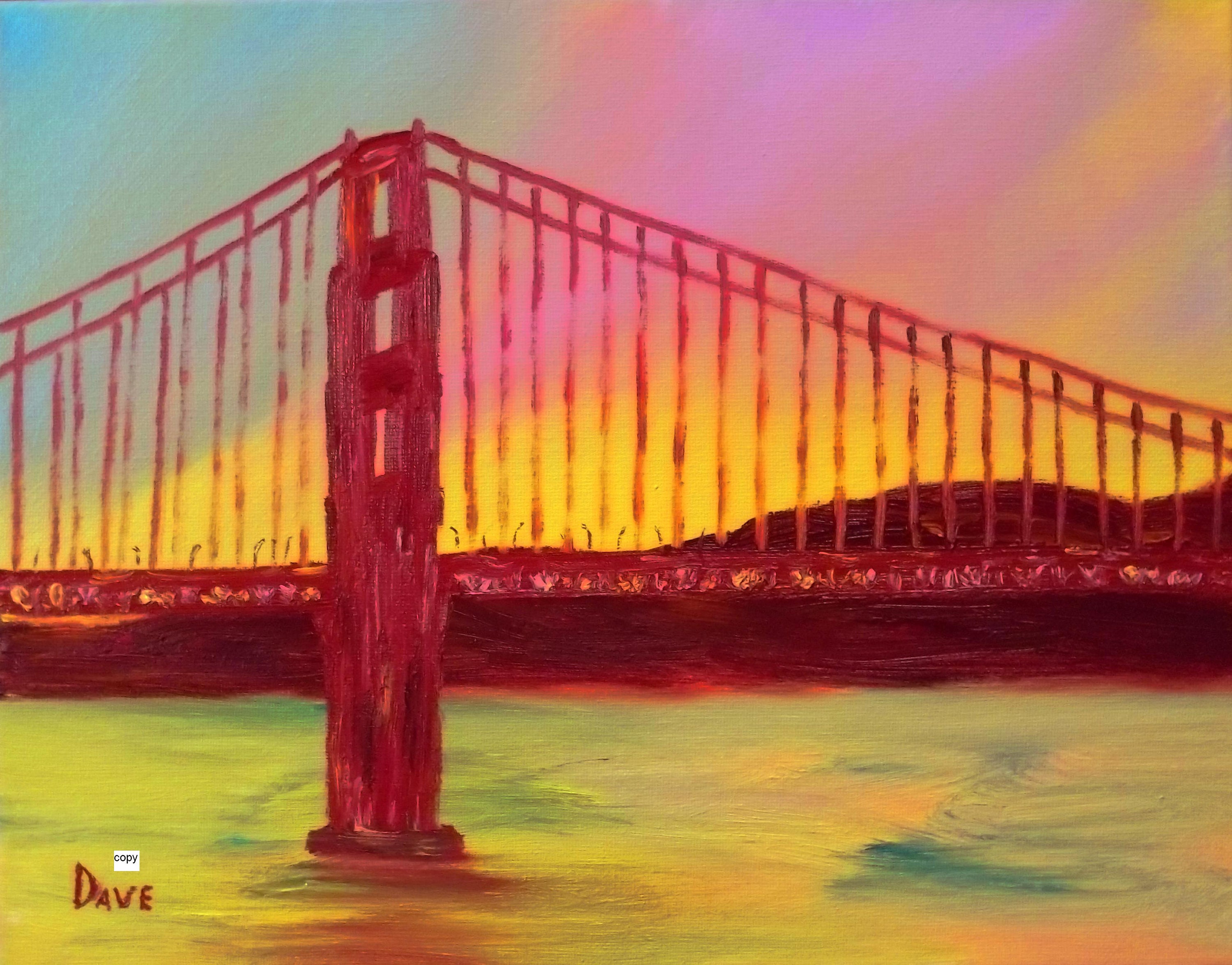 Art Print of Oil Acrylic Painting by Dave. Landscape Golden Gate Bridge ...