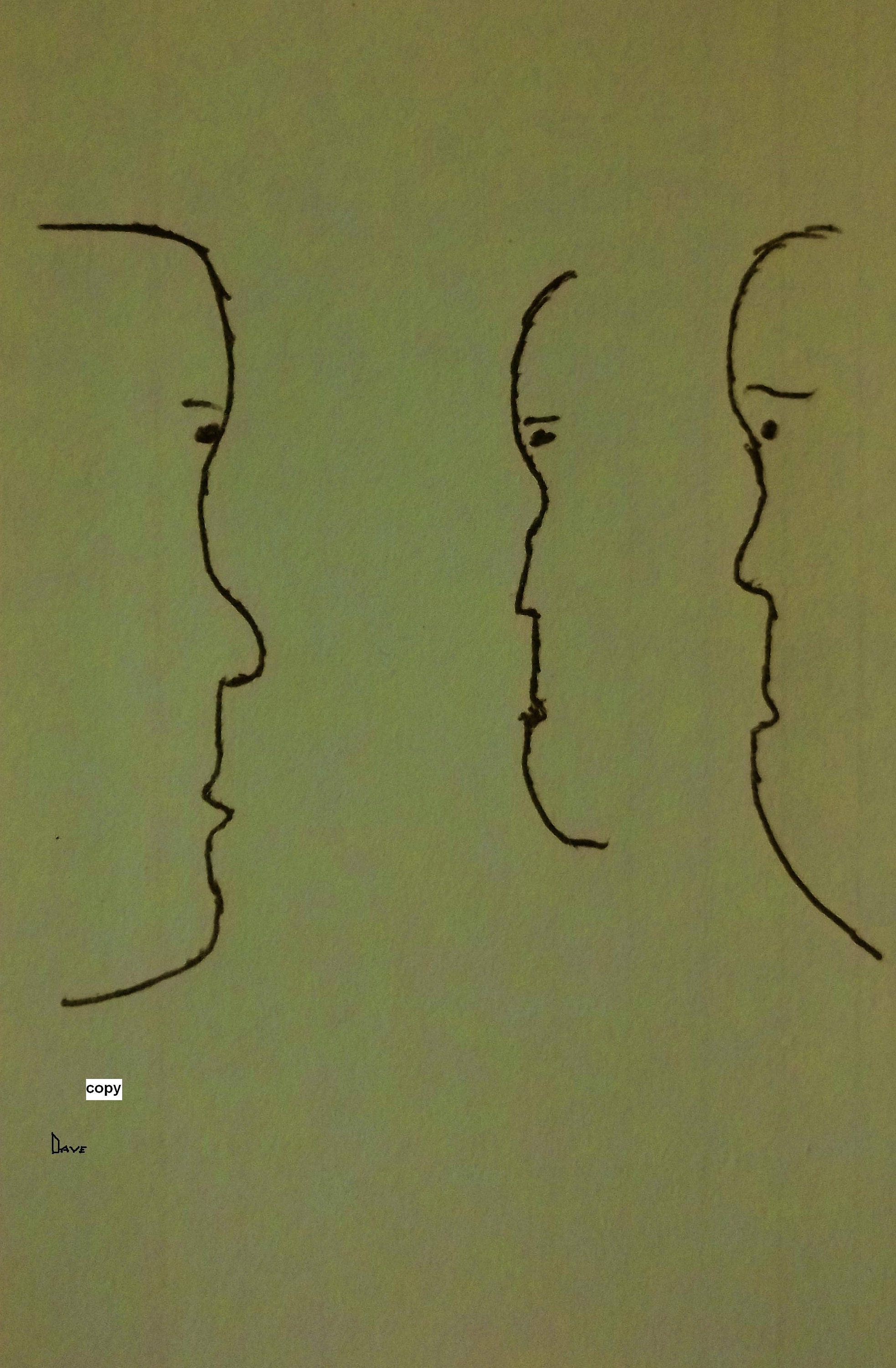 Art Print of Sketch by Dave Pen Ink Figures Abstract Portraits Three ...