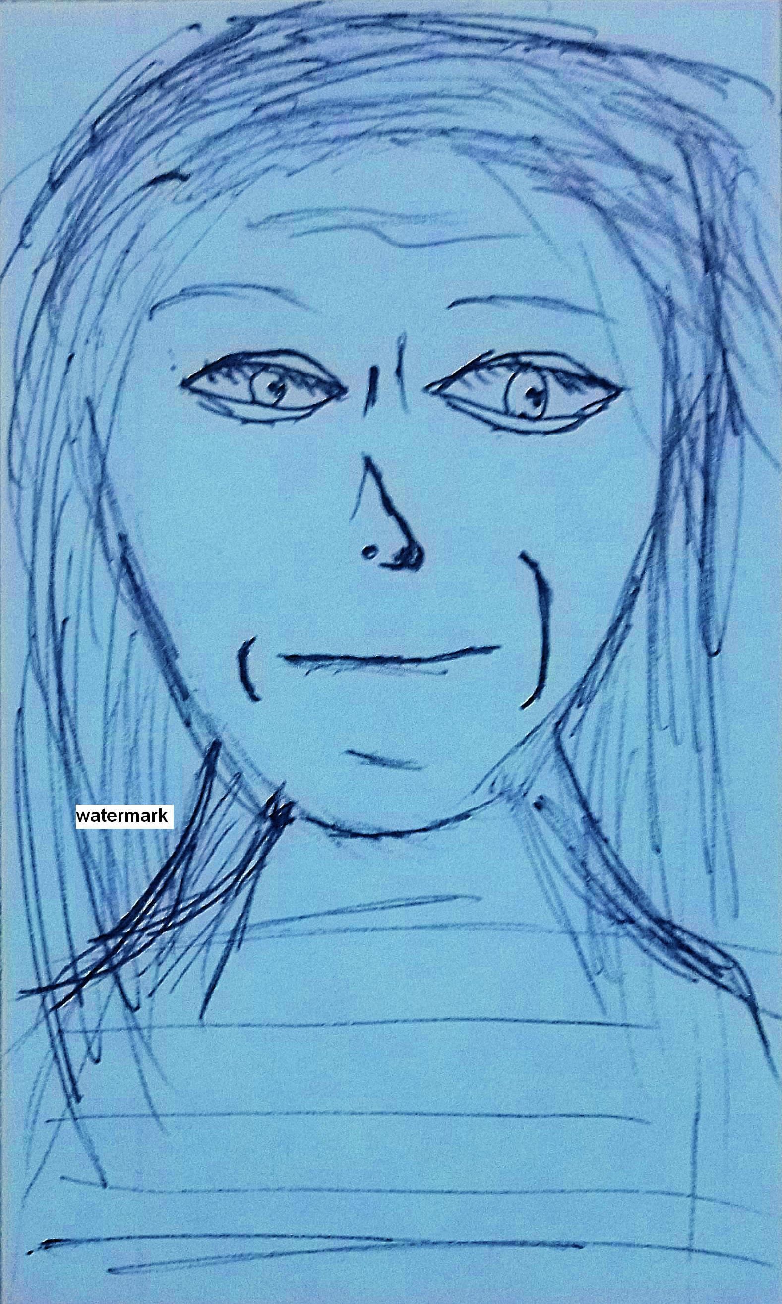 Art Print of Sketch by Dave. Pen and Ink. Portrait. the Blue Lady ...