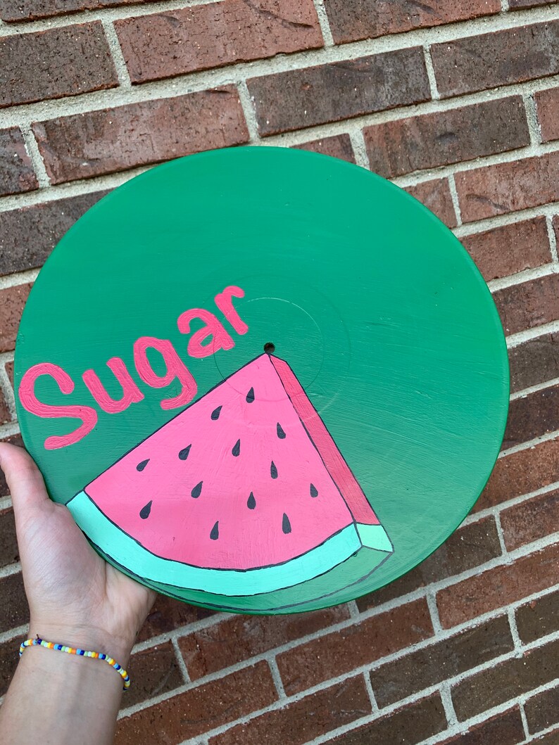 Painted Vinyl Record Watermelon Sugar - Etsy