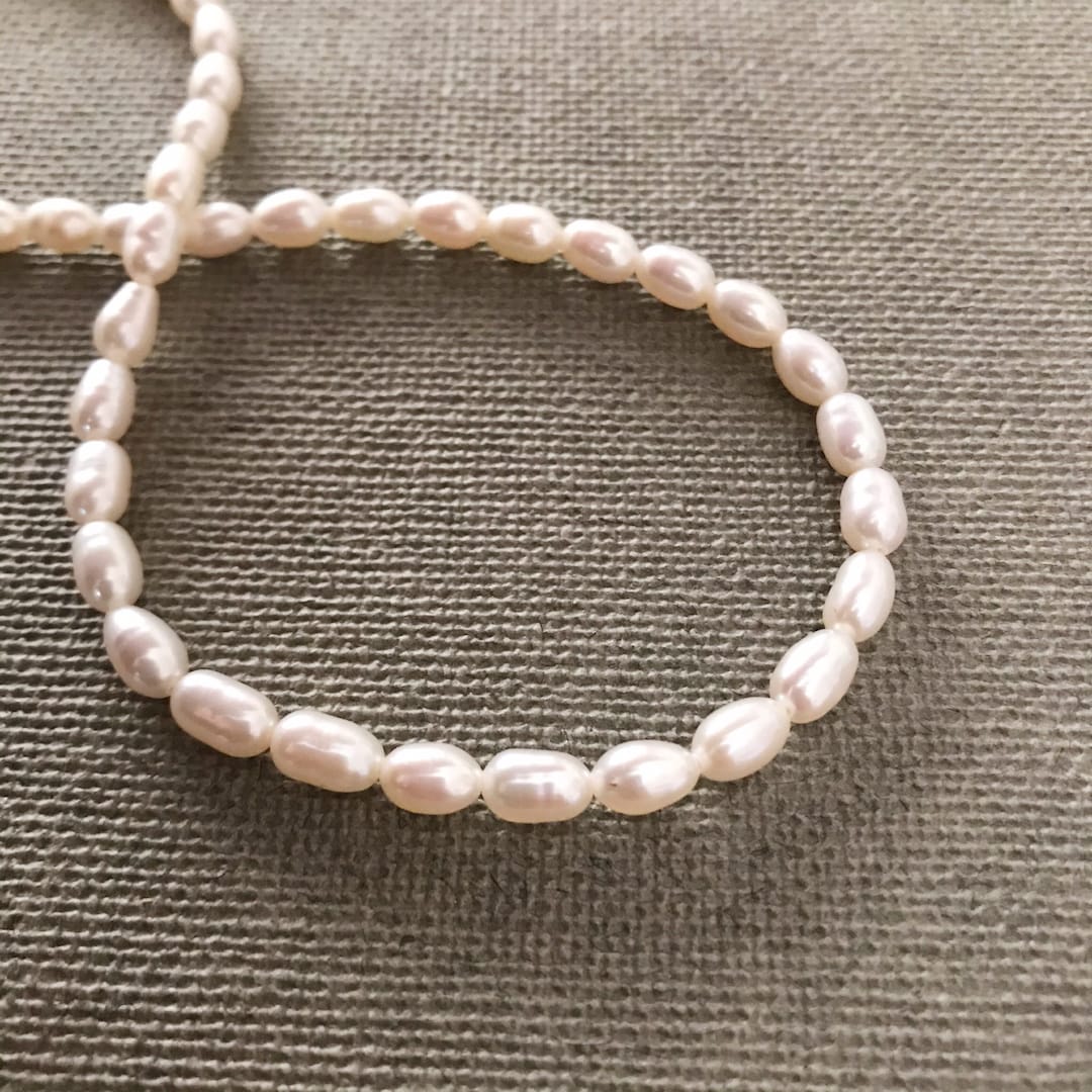Quality Natural Fresh Water Pearl Creamy White Rice-shaped Pearls 6.3mm ...