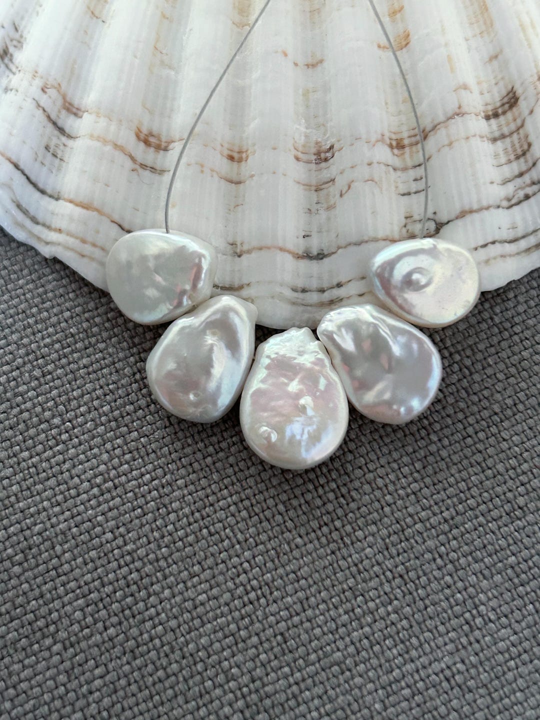 Big Fresh Water Creamy White Baroque Flat Tear Drop Pear Shaped Pearls ...