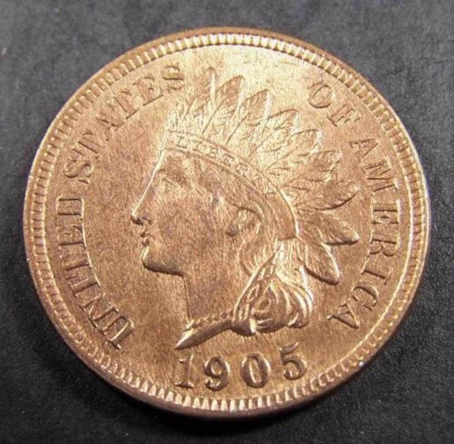 1905 Indian Head Penny UNC Bright and Red With Clear 4 - Etsy