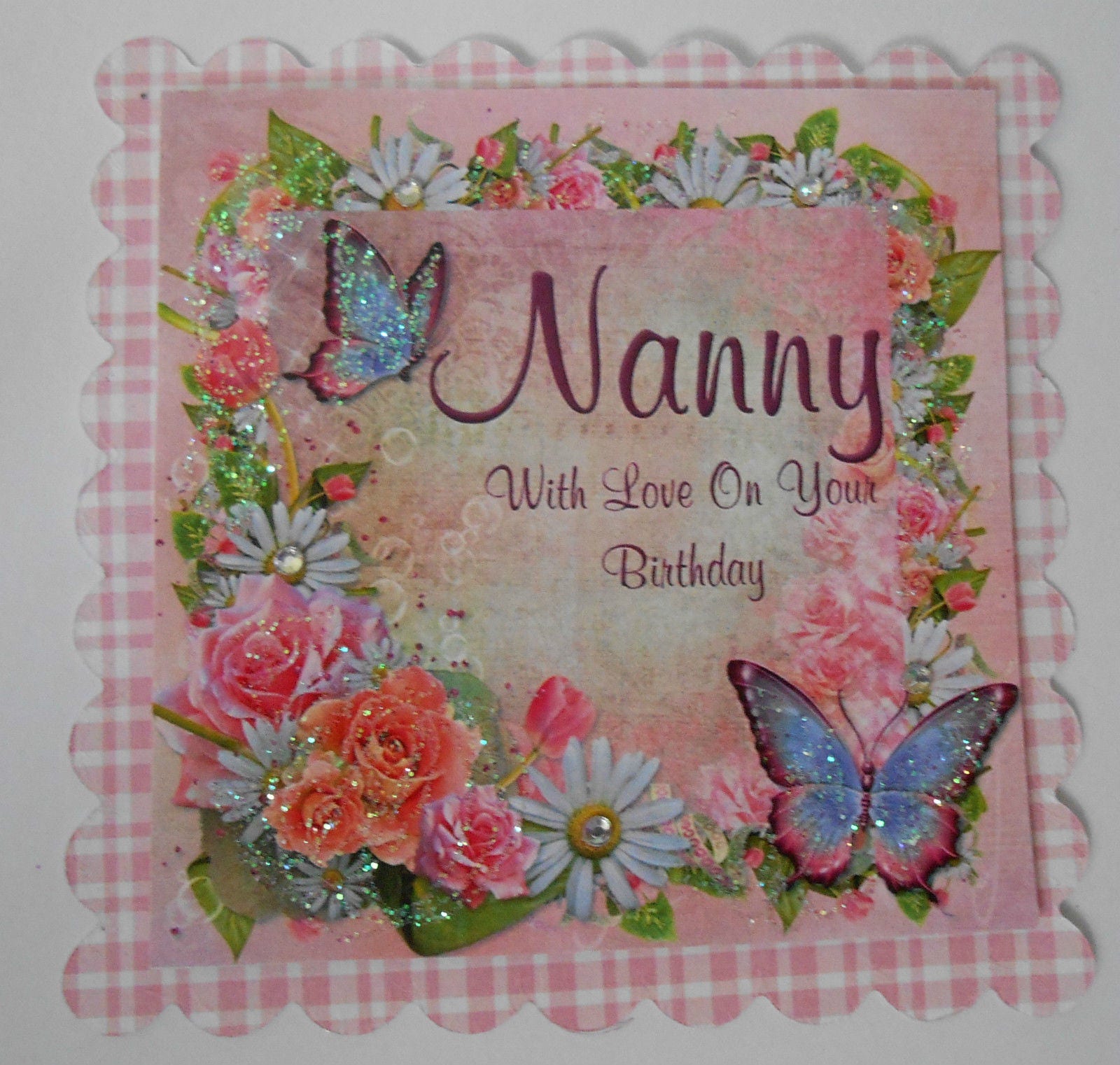Pack 2 Happy Birthday Nanny Topper Embellishments for Cards and Crafts ...