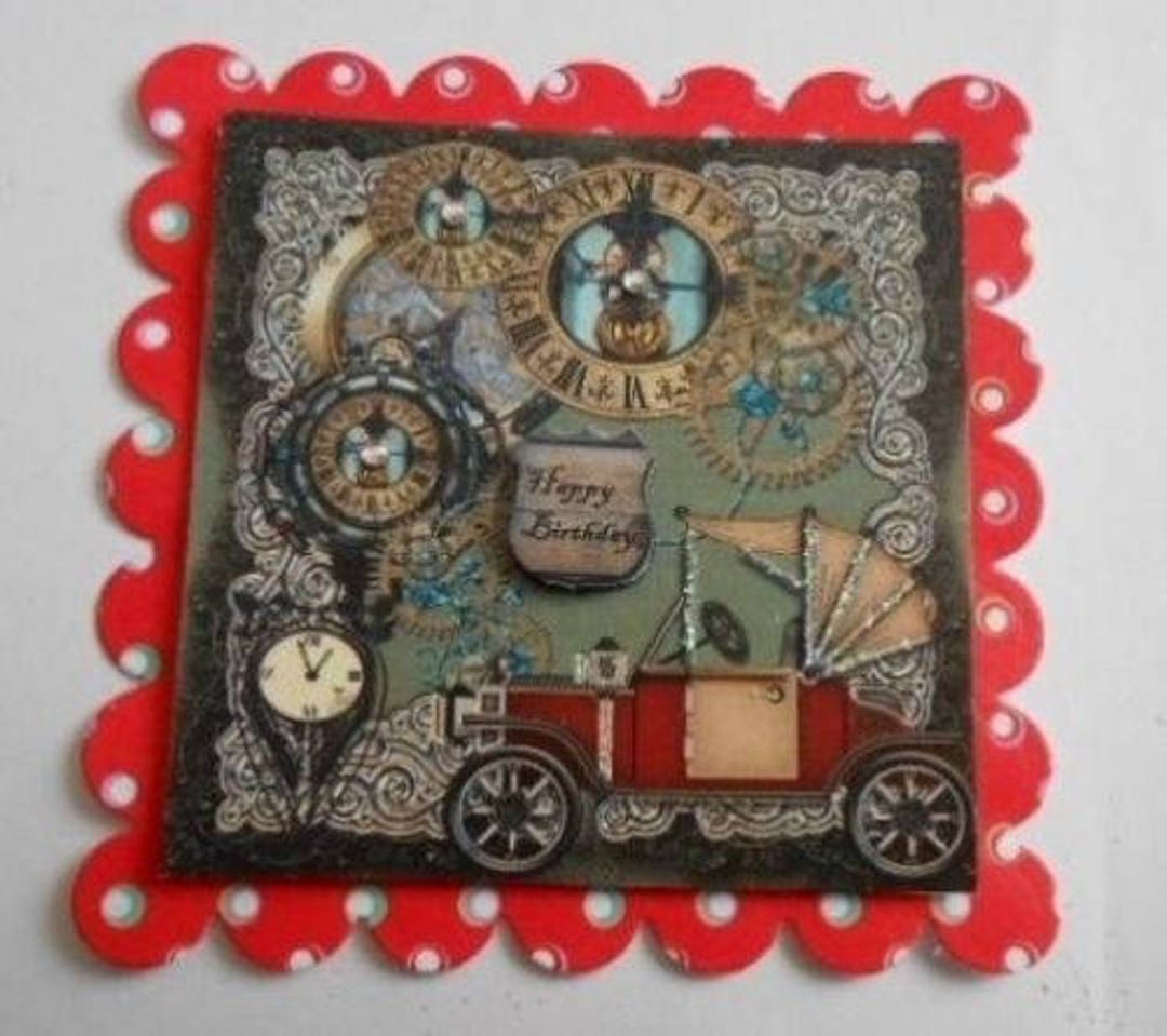 Pack 2 Male Steampunk Happy Birthday Topper Embellishments for Cards ...