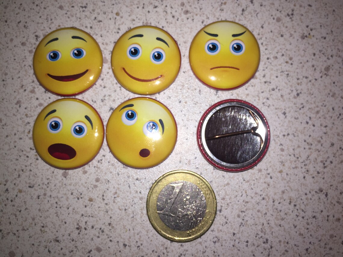 5 Smiley Face, Emoticons, Pins Badges - Etsy