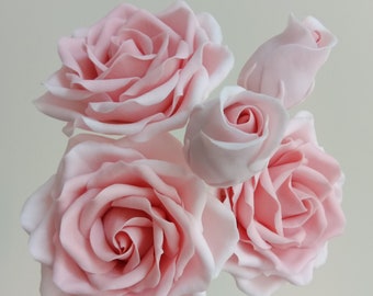 Bespoke Sugarcraft Set of 3 Pale Yellow Sugar Roses, Made to Order Cake ...