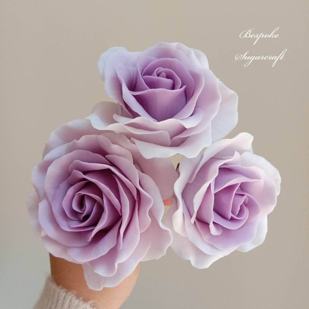 Set of 3 Lilac Sugar Roses Made to Order Cake Toppers High - Etsy
