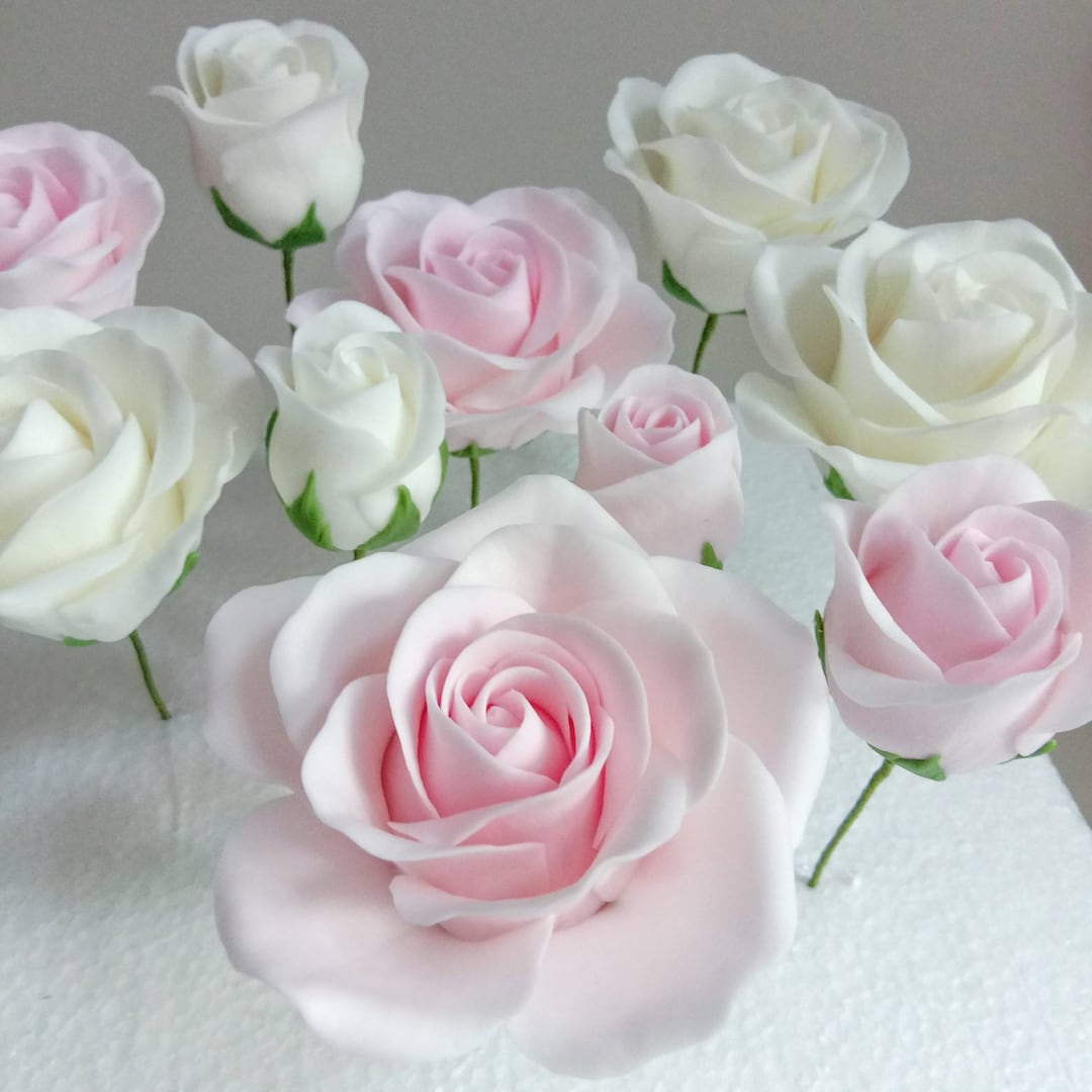 Bespoke Sugarcraft - Set of 6 Sugar Roses, Made to Order Cake Toppers ...