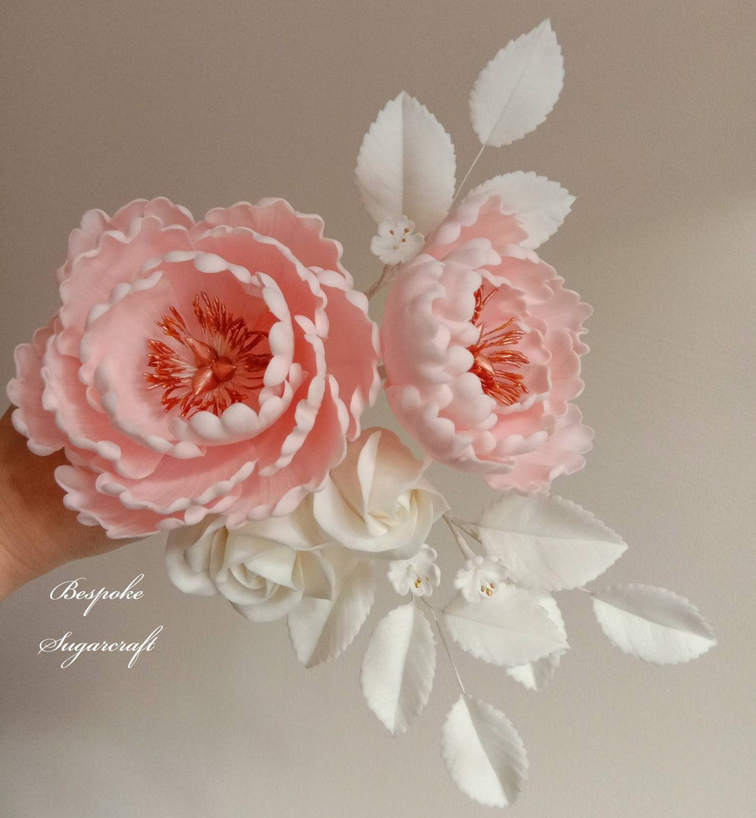 Bespoke Sugarcraft SET of Sugar Peonies, Roses With Blossoms and Leaves ...