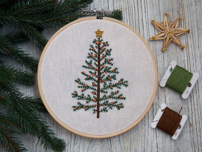 Christmas Tree Embroidery Pattern | Beginner DIY (PDF Pattern) - Etsy ...