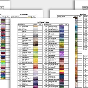 DMC Thread Color Chart: Printable Inventory Tracker (PDF Download) - Etsy