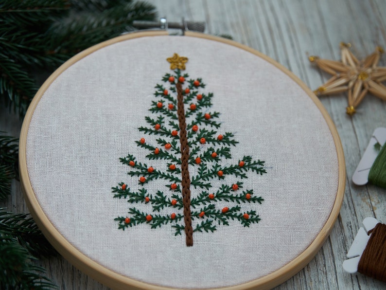 Christmas Tree Embroidery Pattern | Beginner DIY (PDF Pattern) - Etsy ...