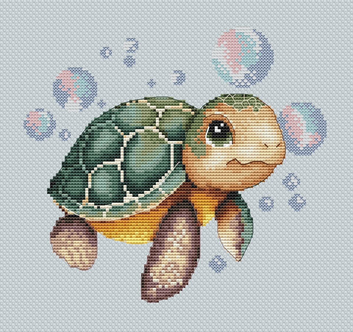 Sea Turtle Cross Stitch Pattern Simple, Funny, Modern Xstitch PDF - Etsy
