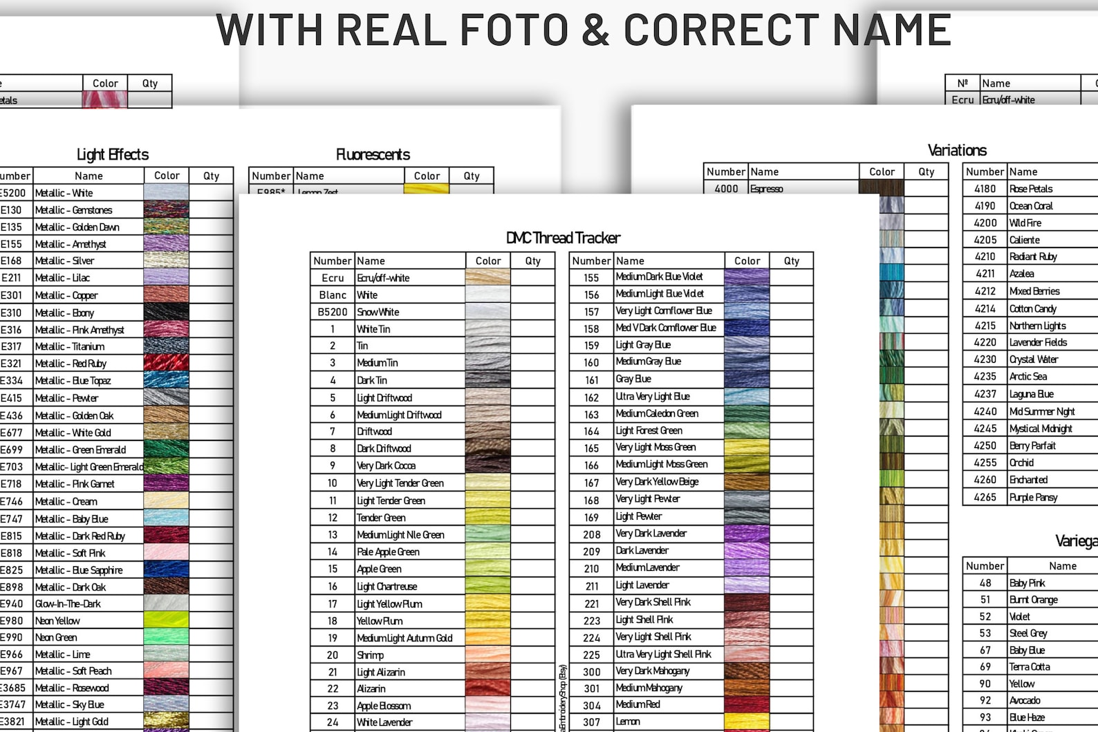 DMC Thread Color Chart: Printable Inventory Tracker (PDF Download) - Etsy