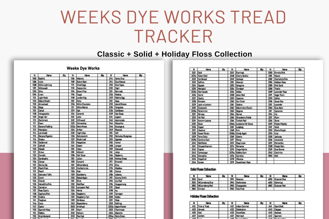 Weeks Dye Works Thread Charts PDF Instant Download | Inventory Thread ...
