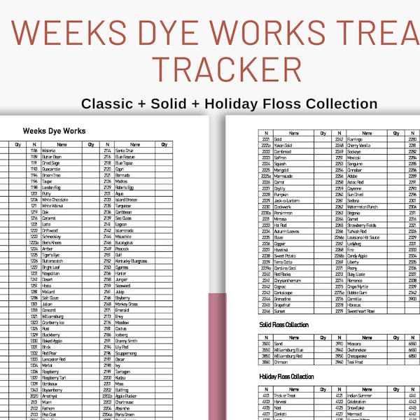 Printable Weeks Dye Works Chart - Etsy