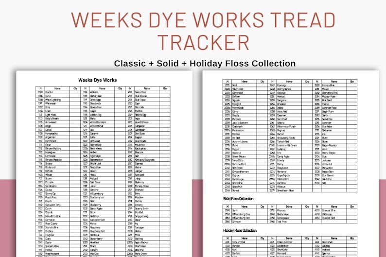 Weeks Dye Works Thread Tracker: Inventory List (PDF Download) - Etsy