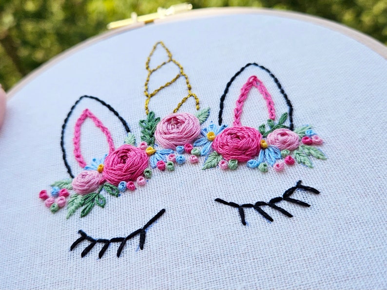 Unicorn Hand Embroidery Pattern For Beginner Pdf Pattern Video