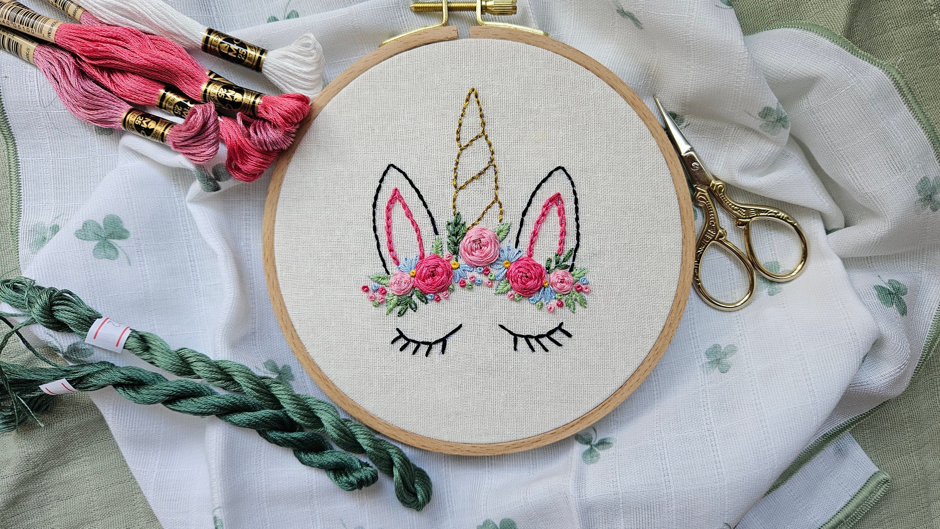 Unicorn Hand Embroidery Pattern For Beginner Pdf Pattern Video
