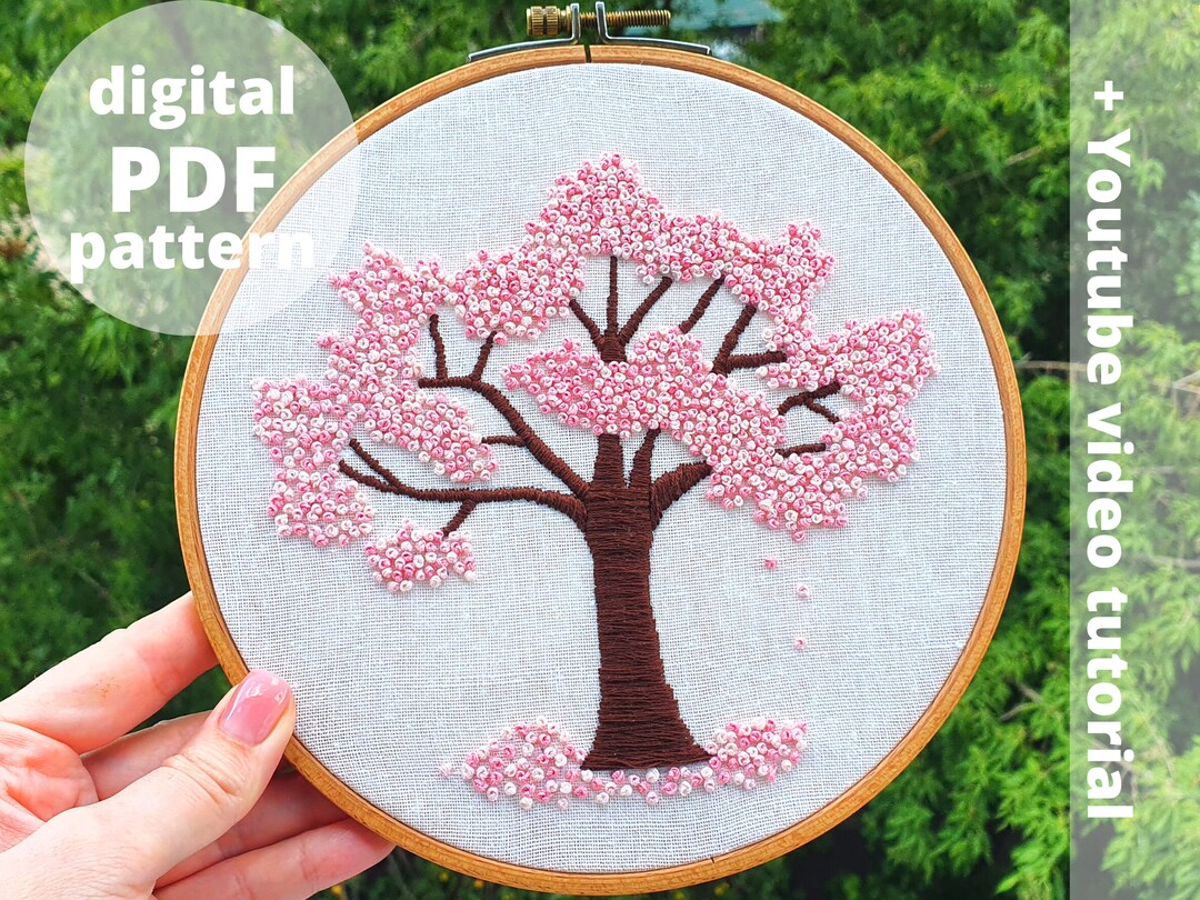 Spring Cherry Blossom Tree Hand Embroidery Pattern for Beginners ...