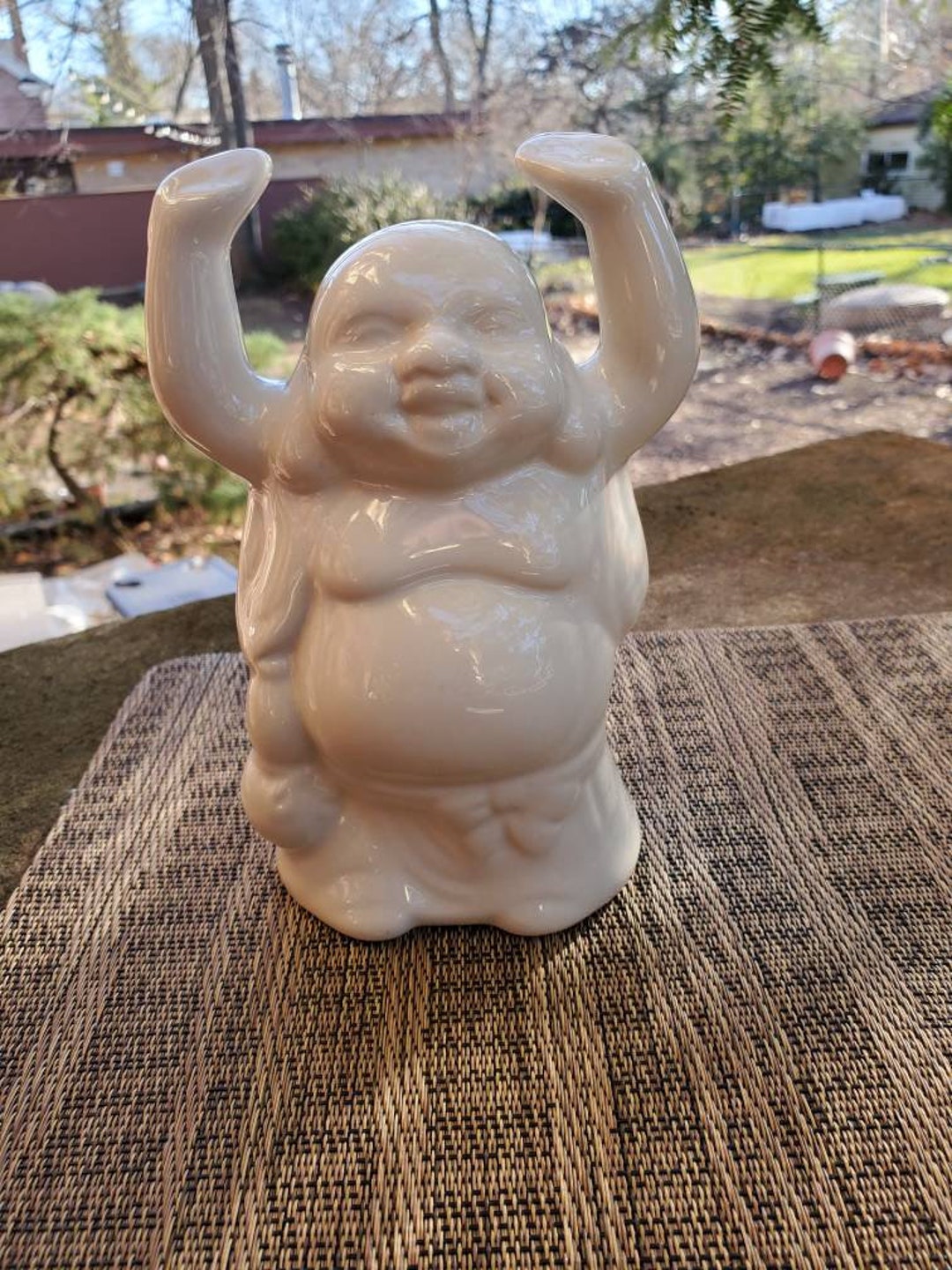 Vintage Tiki Glass, Smiling Buddha Glass, White Ceramic - Etsy