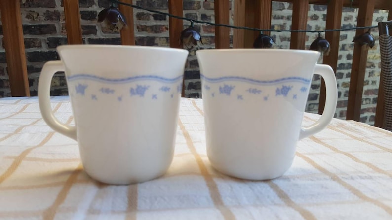 Vintage Corning Mugs in Morning Blue Set of 2 | Etsy