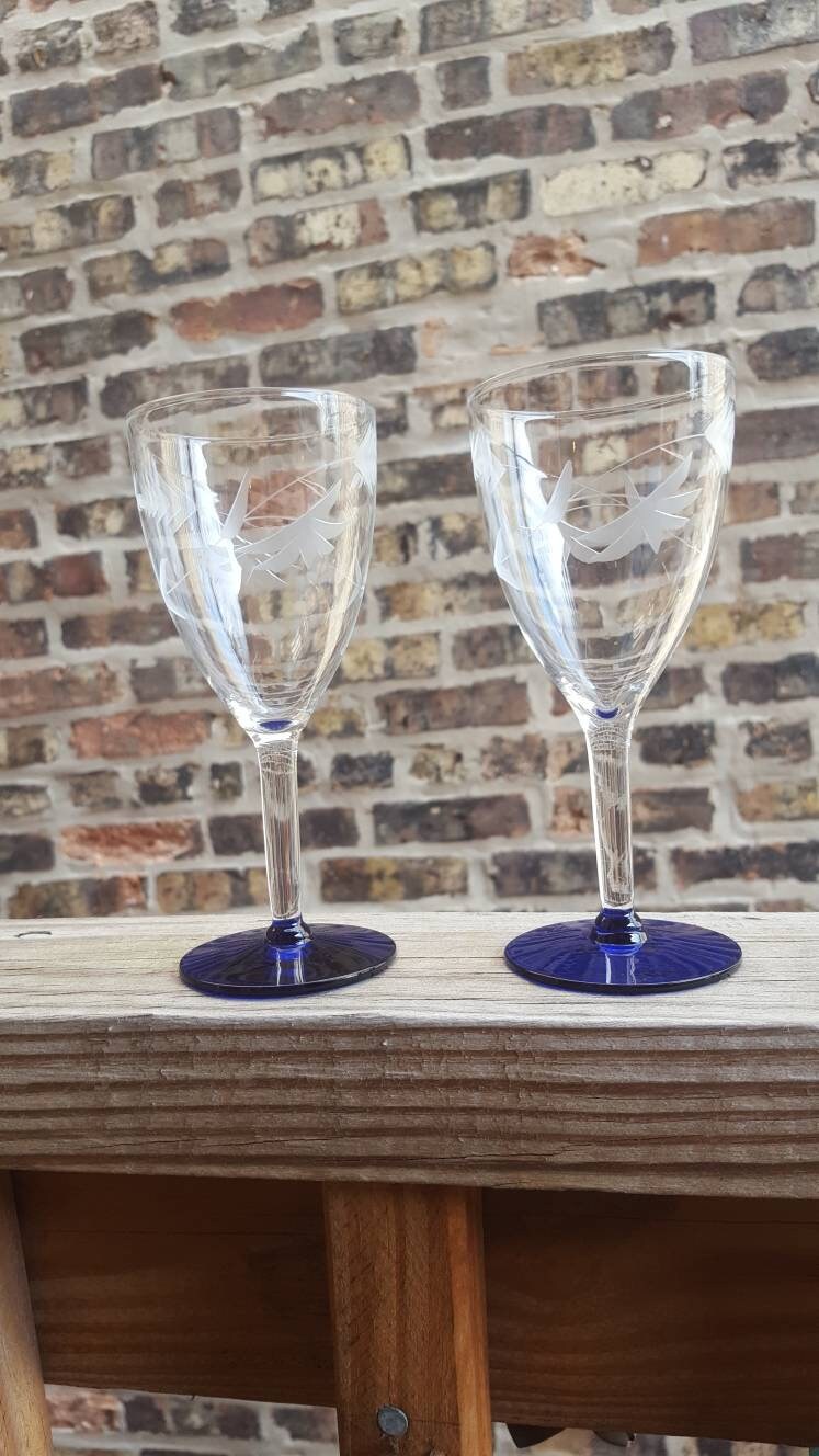 Vintage Sherry Glasses Set of 7 Weston Glass 1940s Barware - Etsy