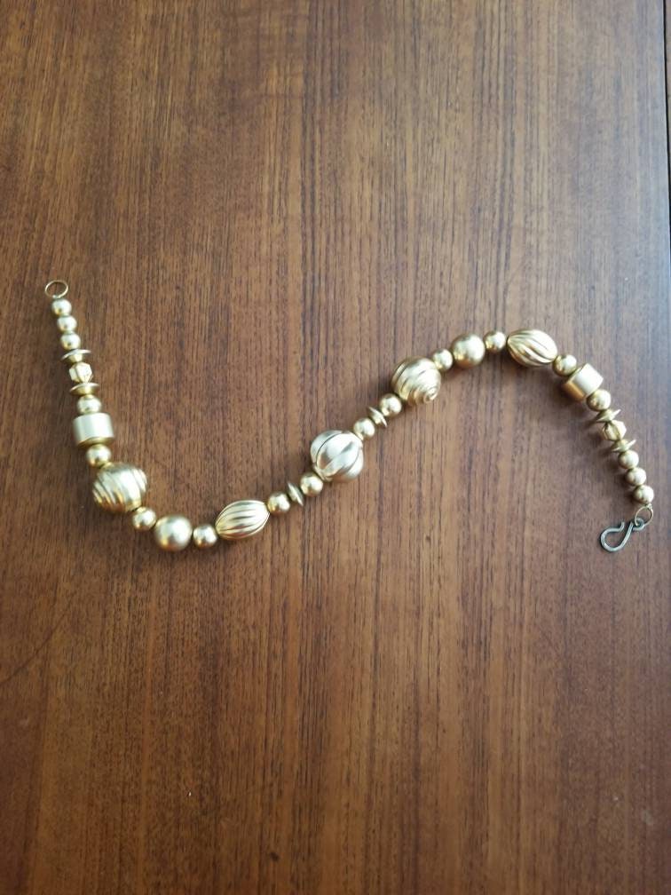 Vintage Plastic Gold Bead Costume Necklace | Etsy