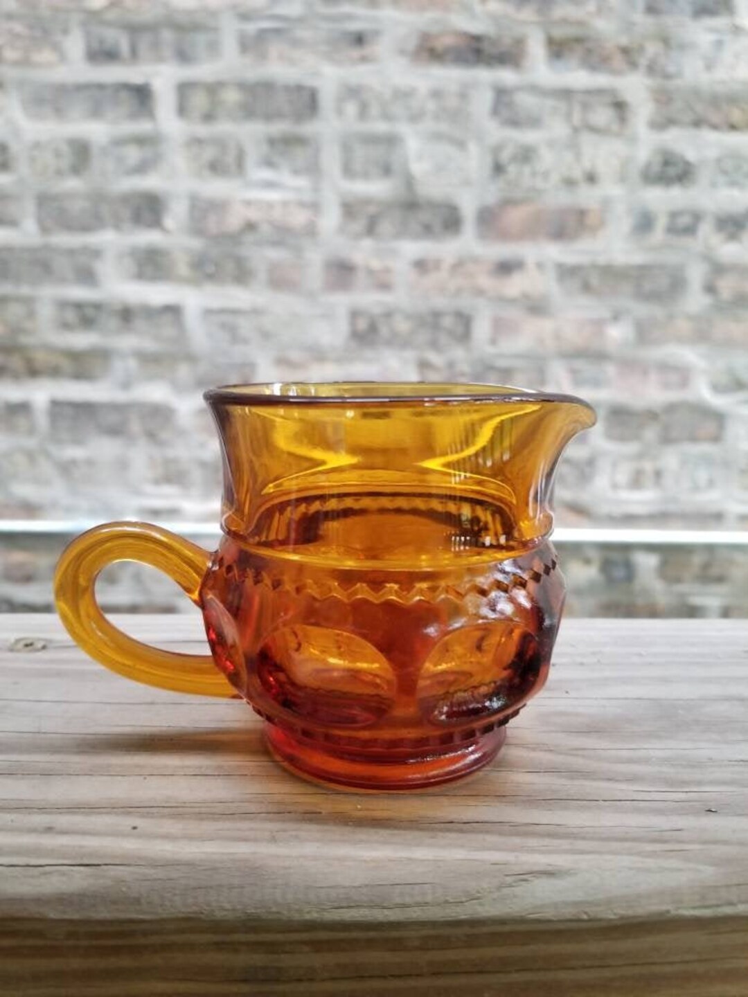 Vintage Amber Tiffin Glass Kings Crown Creamer - Etsy