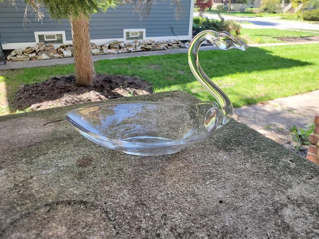 Vintage Clear Glass Swan Dish, Duncan and Miller, Vintage Home Decor - Etsy