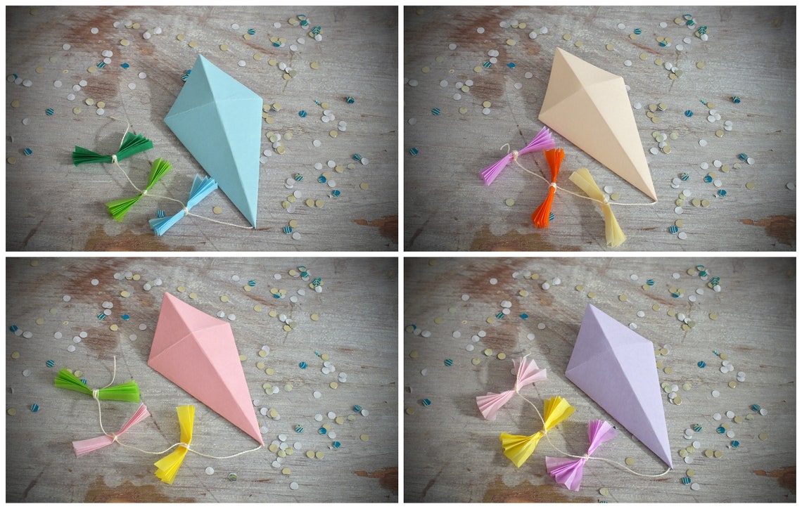 Paper Kites Gift Wrapping Decorations Set of 4 Apricot | Etsy