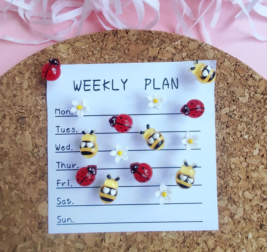 Mixed Ladybird, Honey Bee and Daisy Pushpins X15, Insect Push Pins, Bug ...