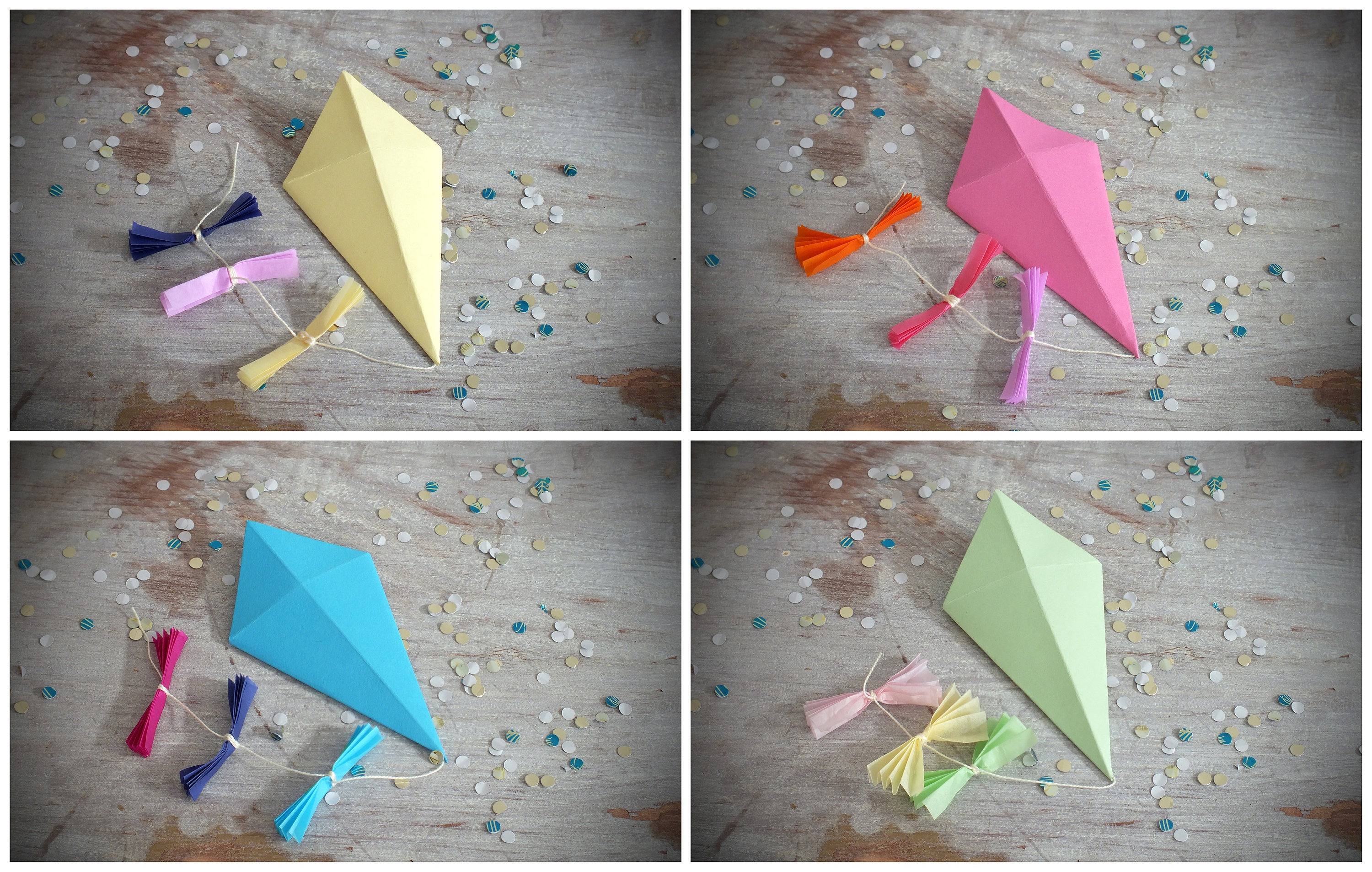 Paper Kites Gift Wrapping Decorations set of 4 yellow - Etsy Polska