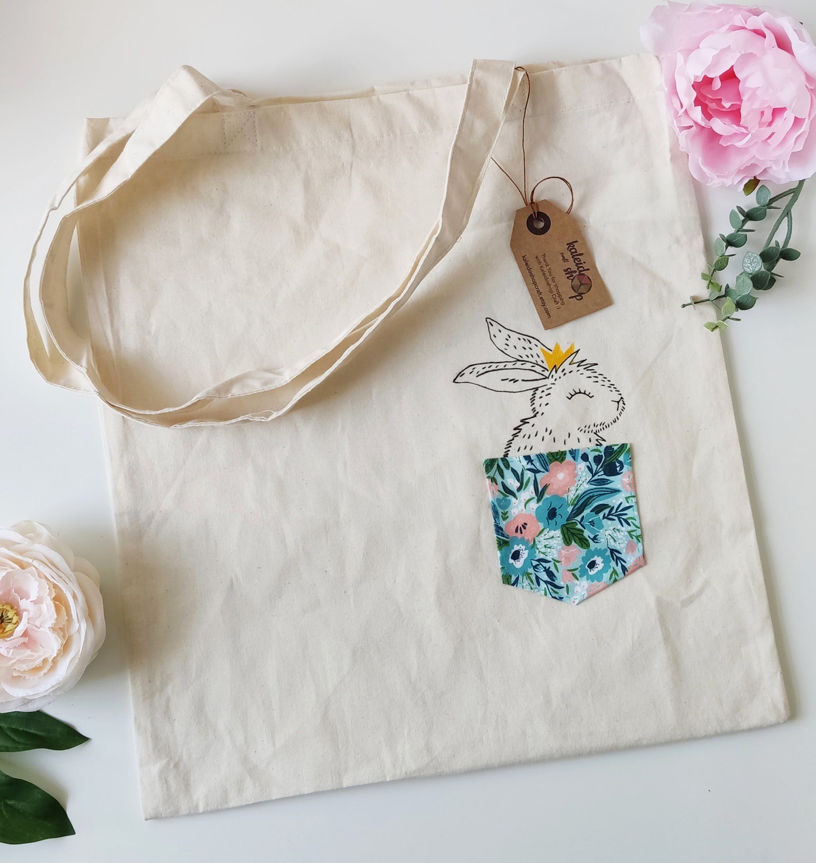 Bunny Tote Bag Cotton Tote Bag Bunny Motif Christmas Gift - Etsy