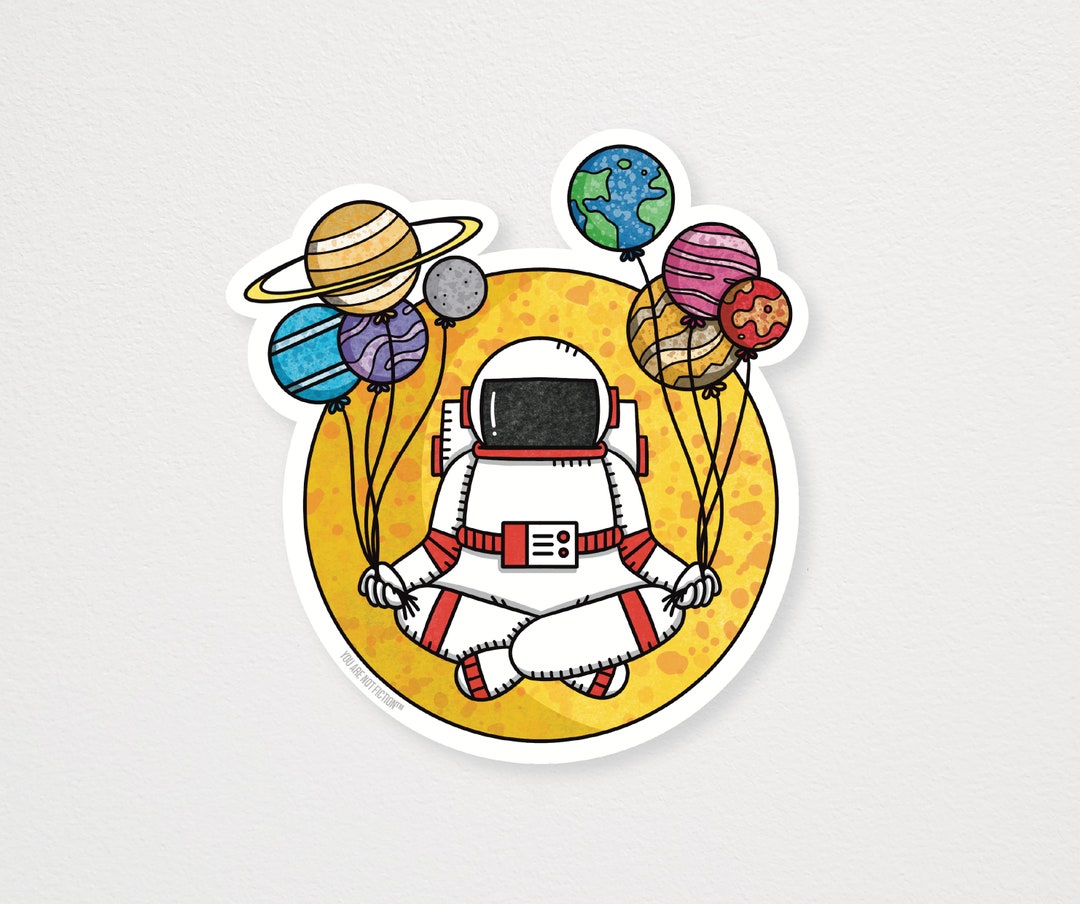 Floating Astronaut Sticker, Outer Space Decal, Colorful Astronaut ...