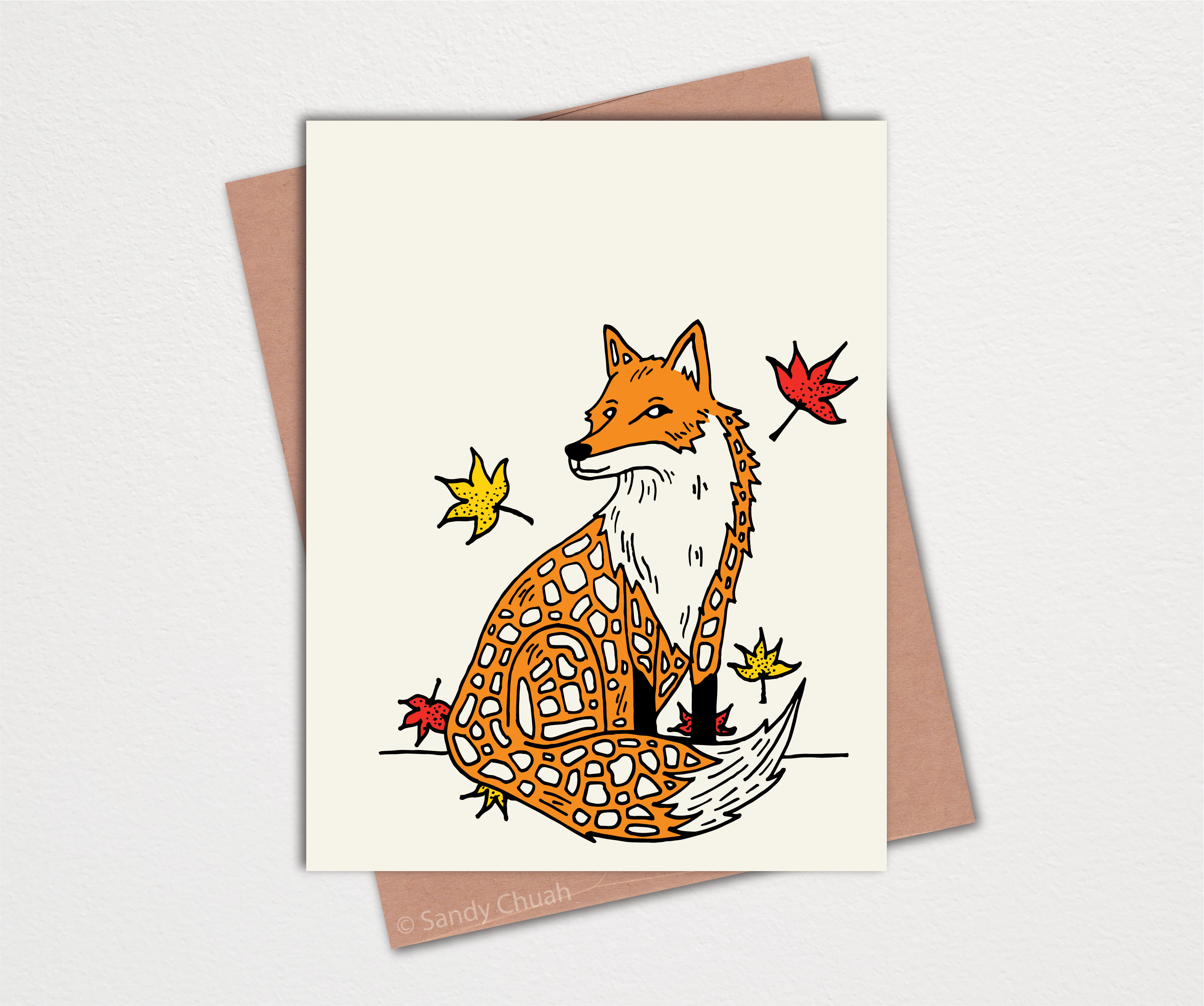 Fox Card Hand Drawn Card-blank Greeting Card-print Card-animal Lover ...