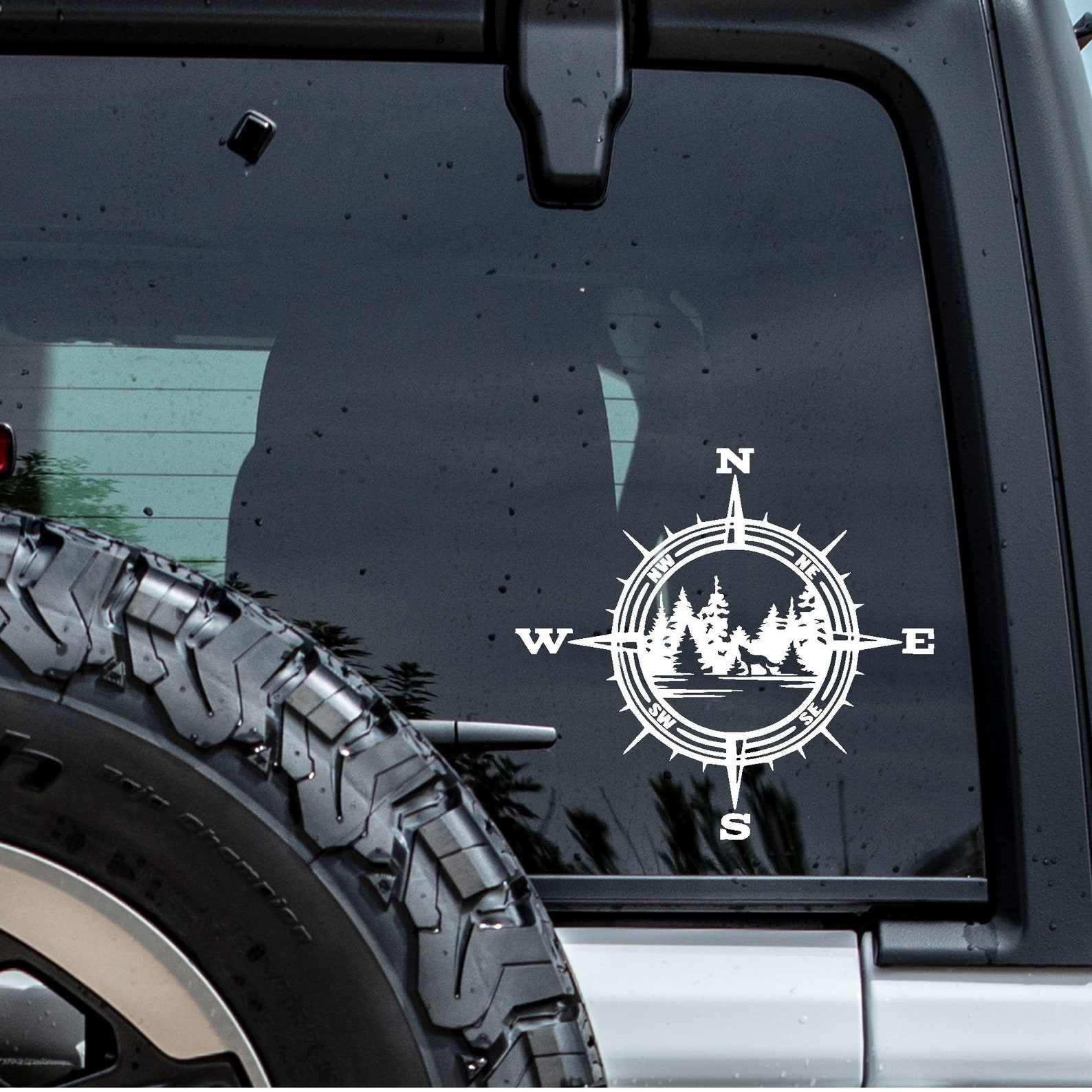 Wolf Compass PNW Vinyl Decal Compass Sticker Howling Wolf - Etsy