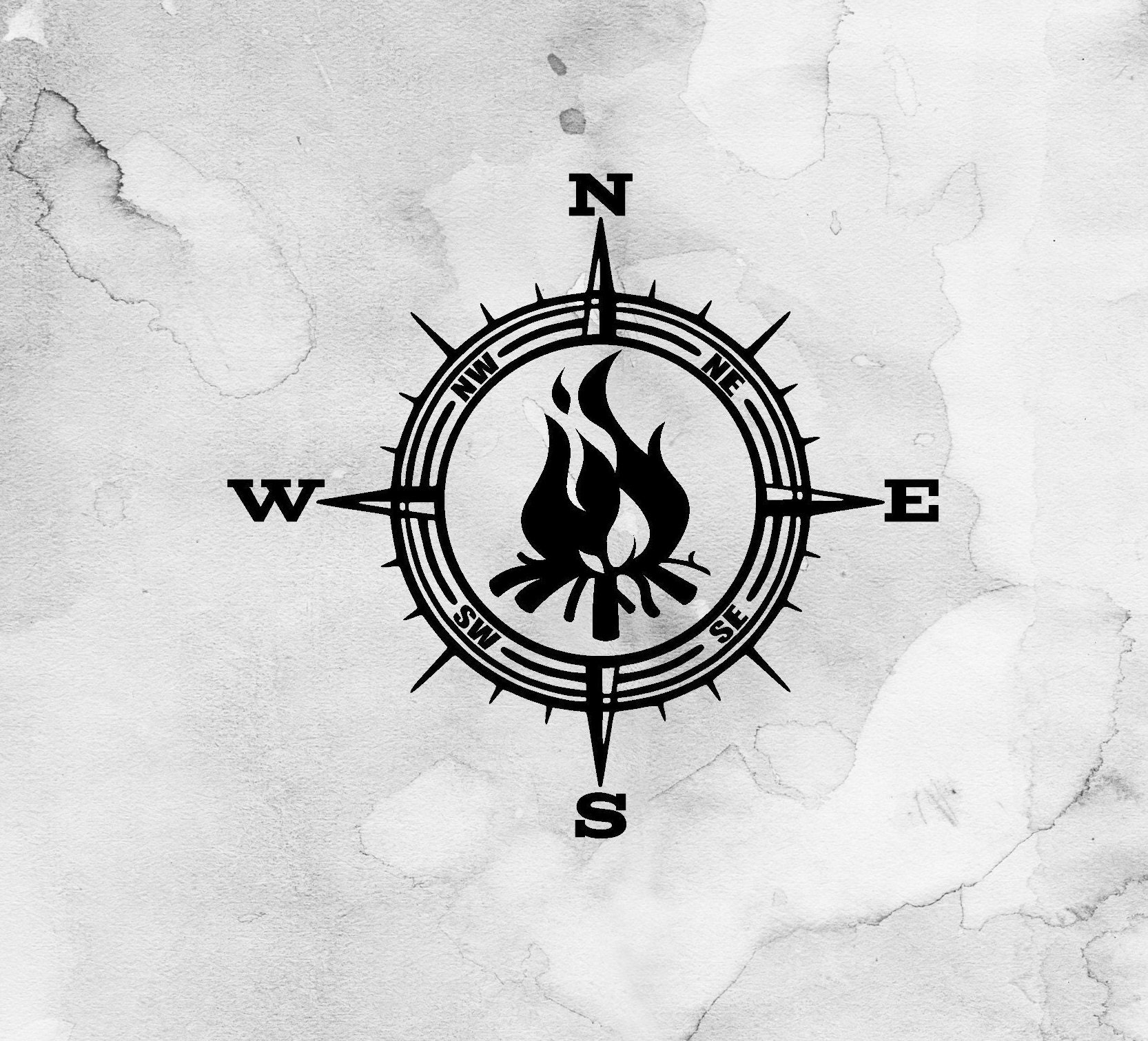 Campfire Compass Large RV Vinyl Decal Compass Decal - Etsy