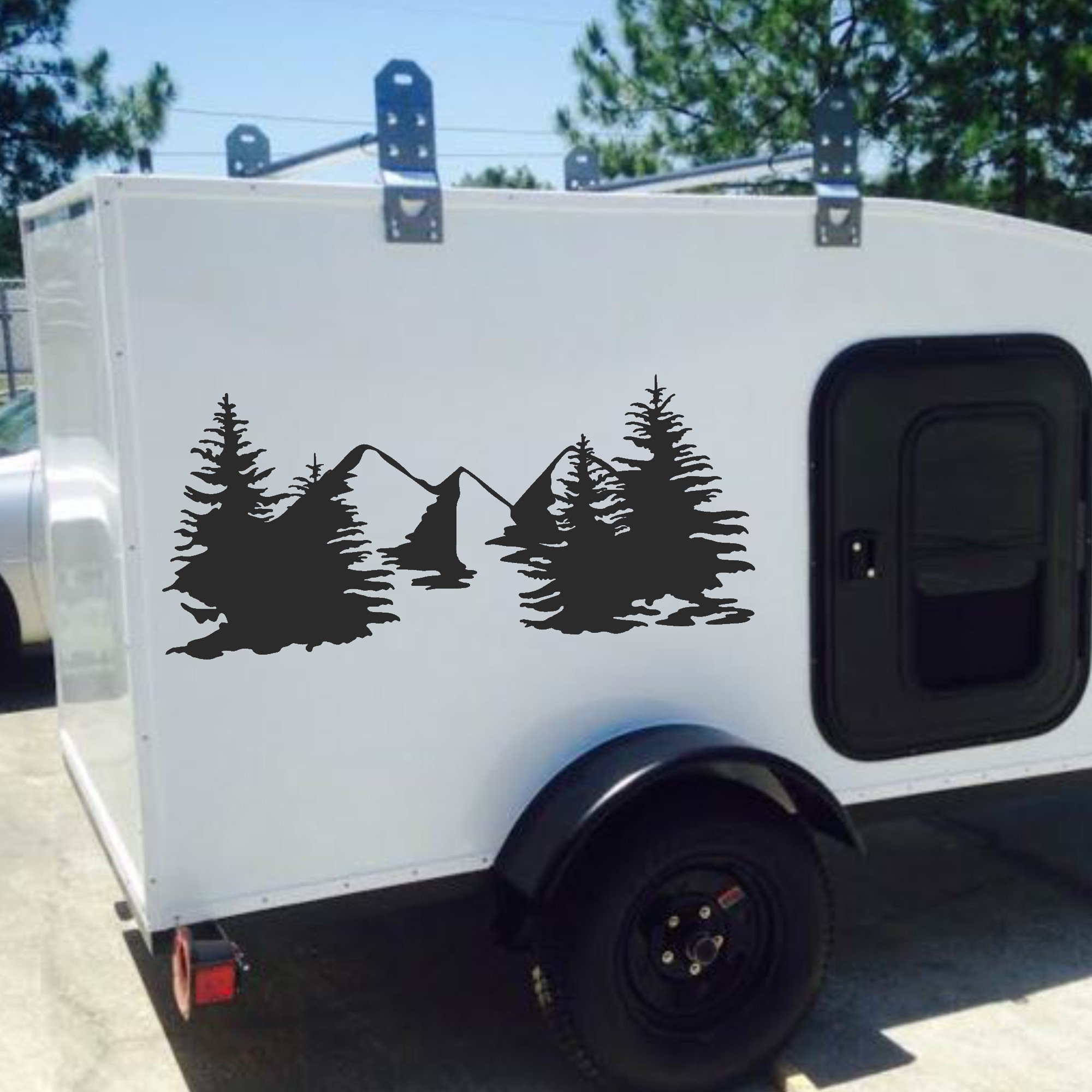 Mountain and Trees Camper Trailer Decal | Etsy