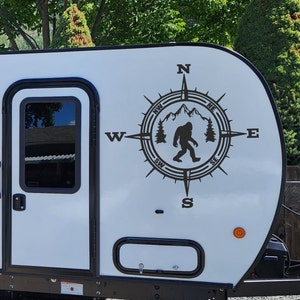 Bigfoot Compass Decal - Mountain and Trees Compass - Large RV Decal ...