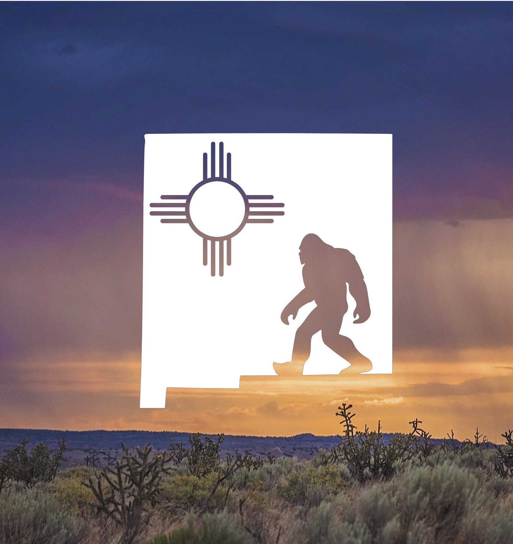 New Mexico Decal New Mexico Bigfoot Zia Decal Sasquatch | Etsy