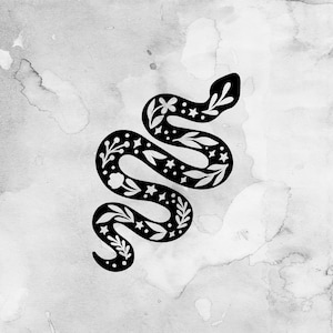 Snake Serpent Vinyl Decal - Small Snake Decal - Botanical Snake Decal ...