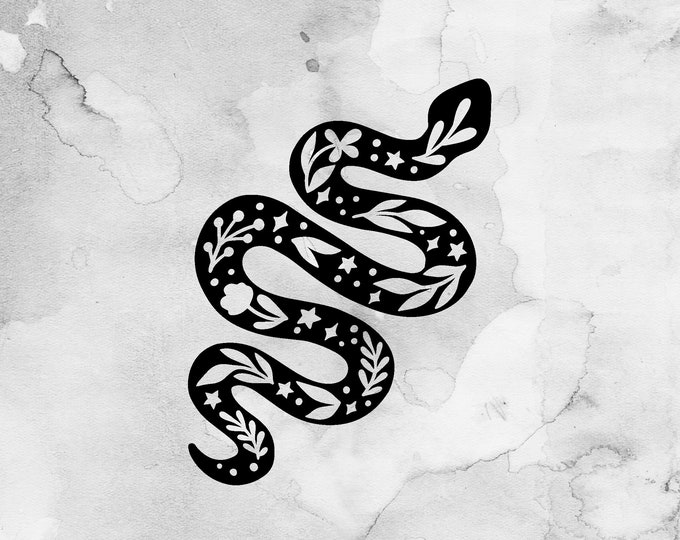 Snake Serpent Vinyl Decal - Small Snake Decal - Botanical Snake Decal ...